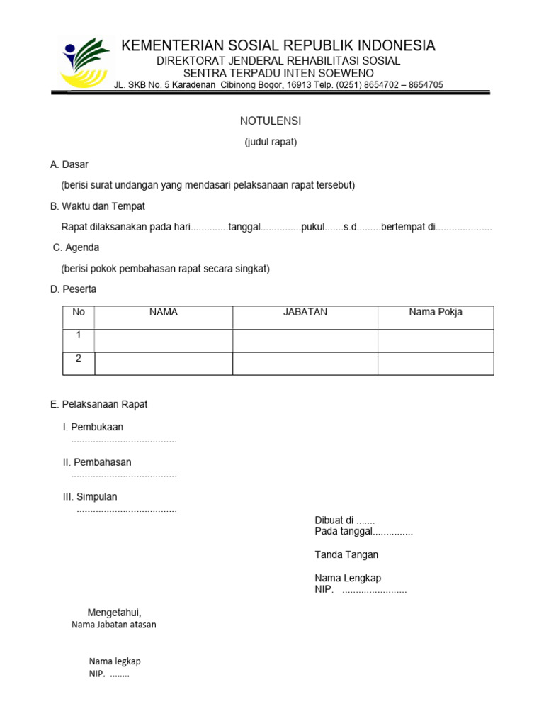 Format Notulensi | PDF