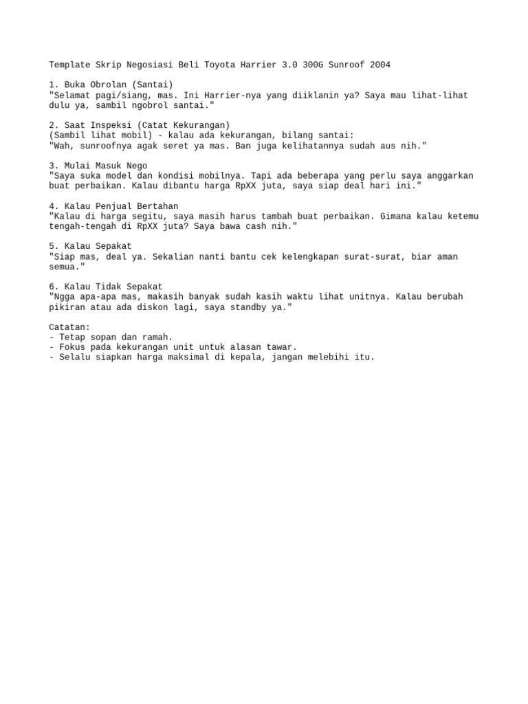 Skrip Nego Harrier | PDF