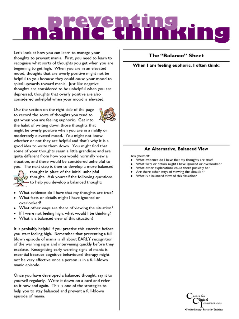 Managing Thoughts to Prevent Mania | PDF | Mania | Thought