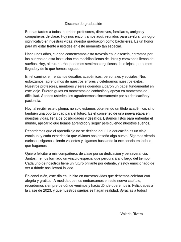 Discurso de Graduación | PDF