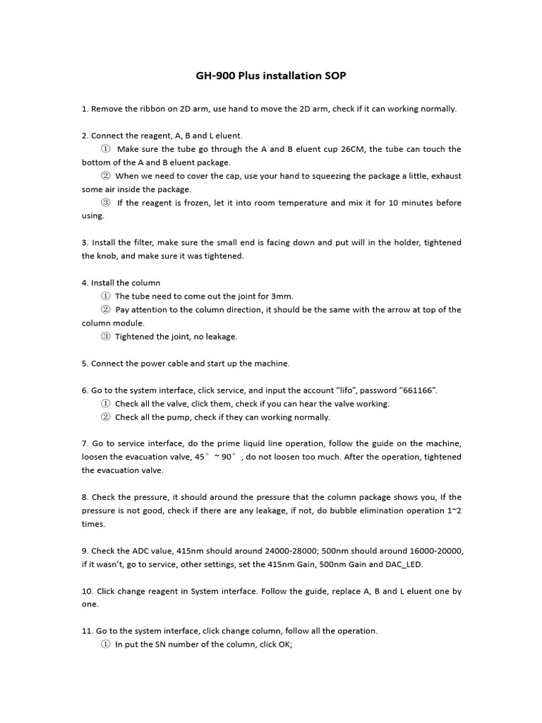GH-900 Plus Installation SOP | PDF