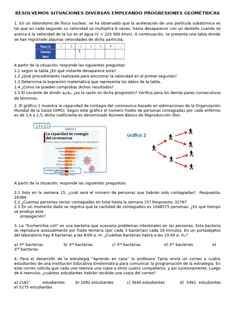 Tarea 4º Grado-Semana 6 - Progresiones Geometricas 2 | PDF