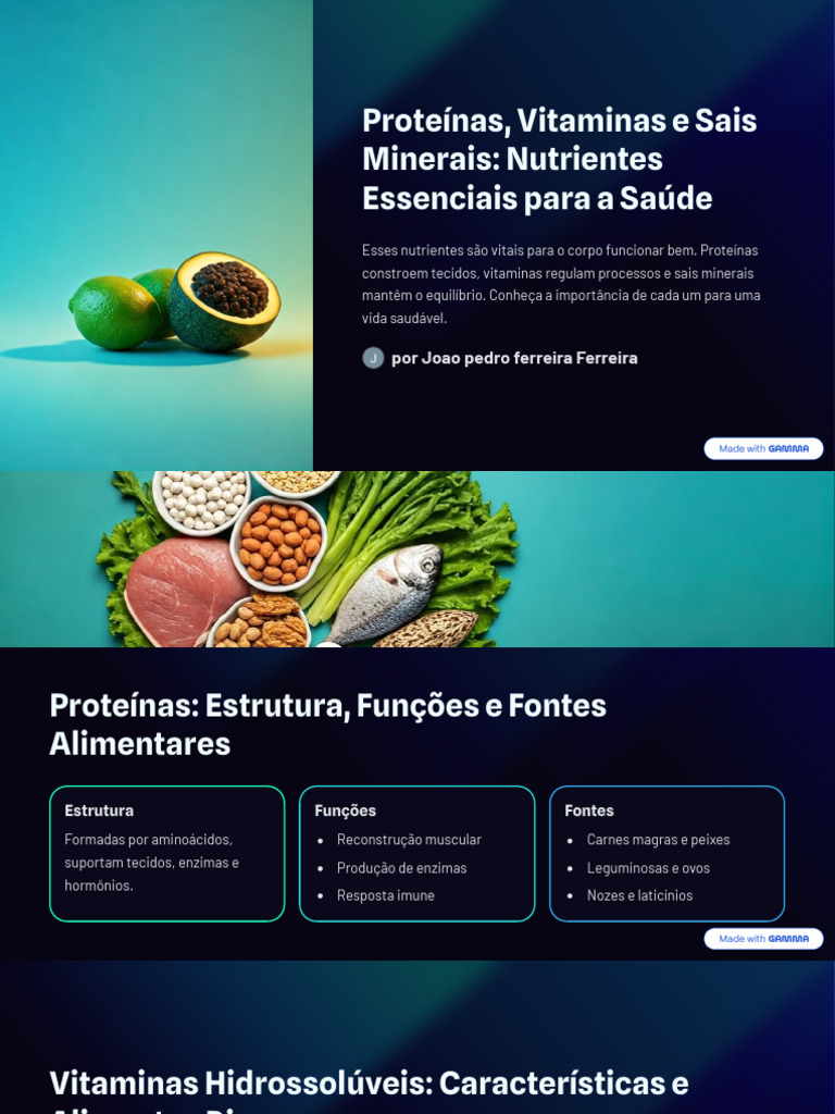 Nutrientes Essenciais: Proteínas e Sais | PDF | Vitamina | Nutrientes
