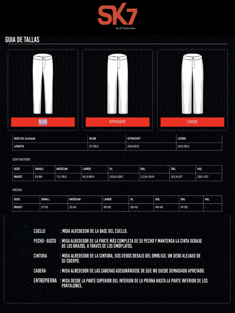 Tallas sk7 Pants | PDF