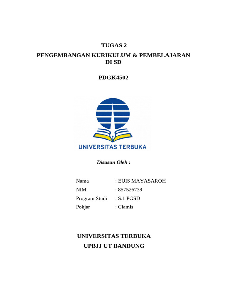 TUGAS 2 Pengembangan Kurikulum & Pembelajaran Di SD | PDF