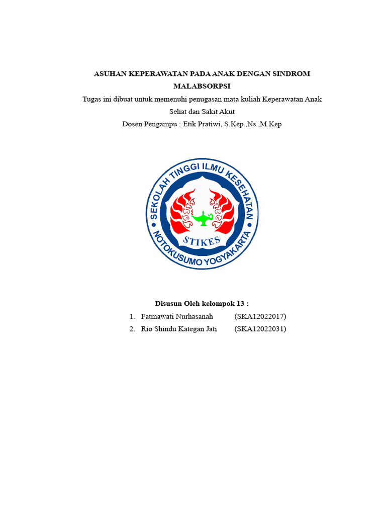 Kel - 13 - Askep Pada Anak Sindrom Malabsorpsi - Kep Anak | PDF