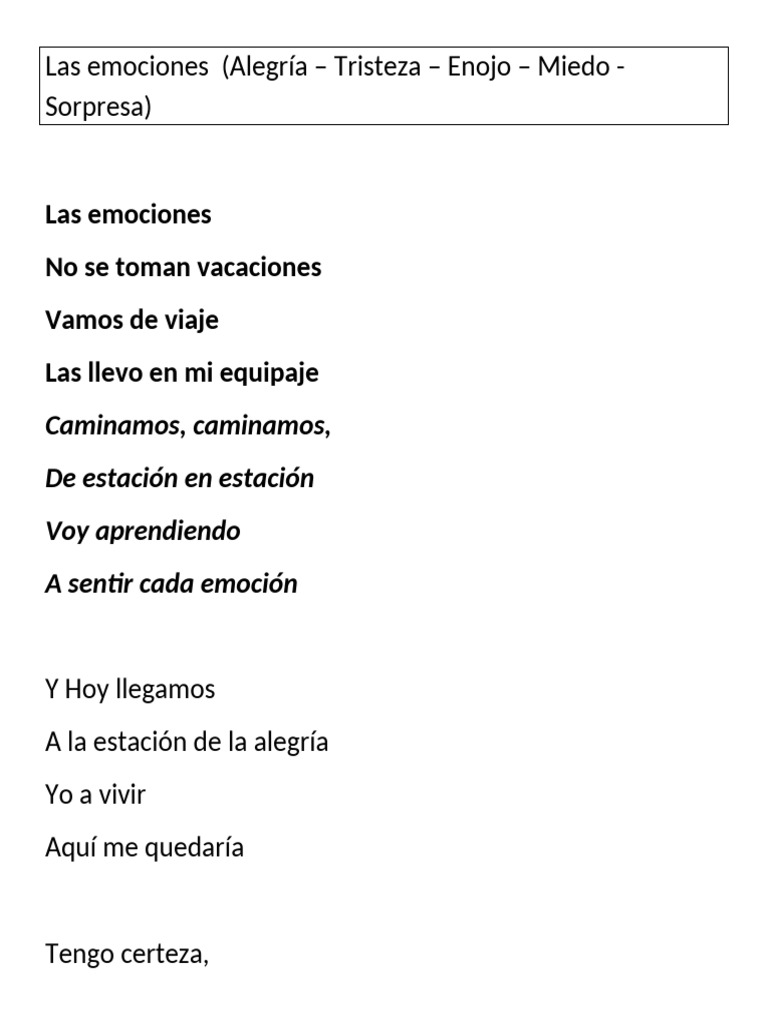 Las Emociones 2020 Letra Final | PDF