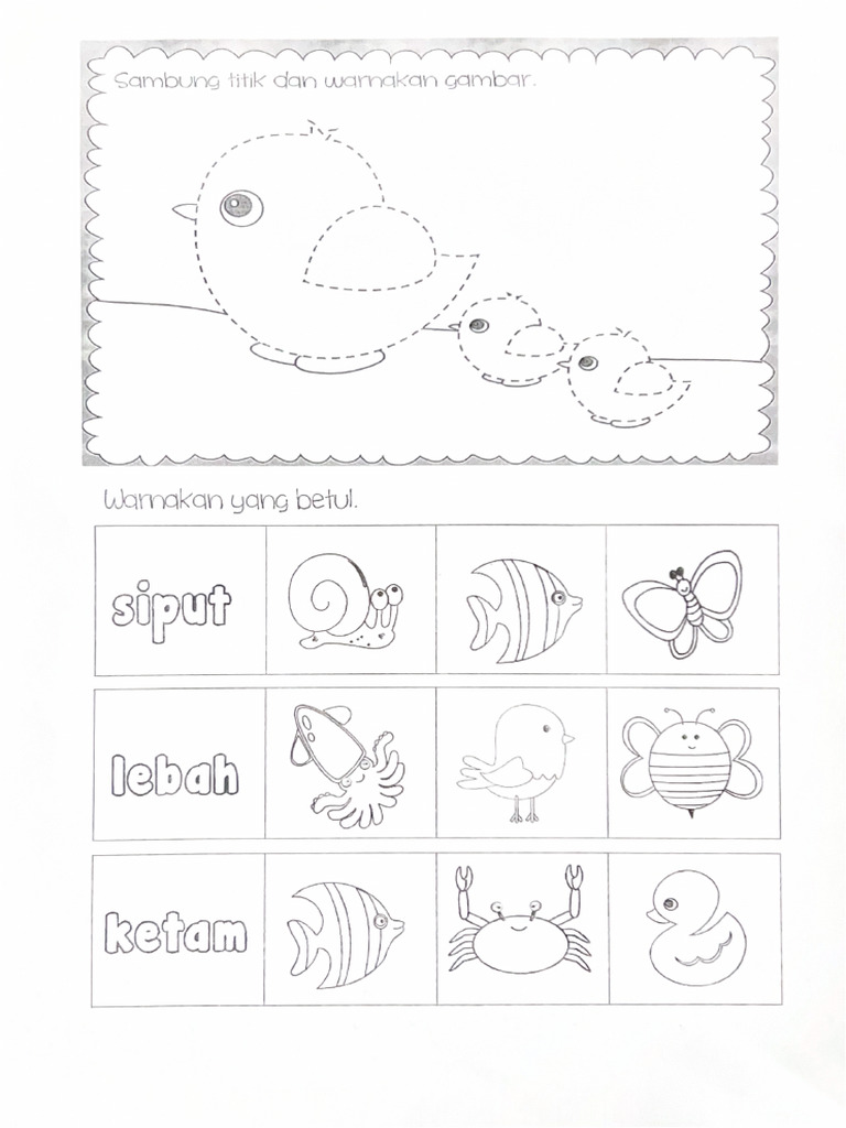 Sambung Titik Dan Warnakan Gambar. | PDF