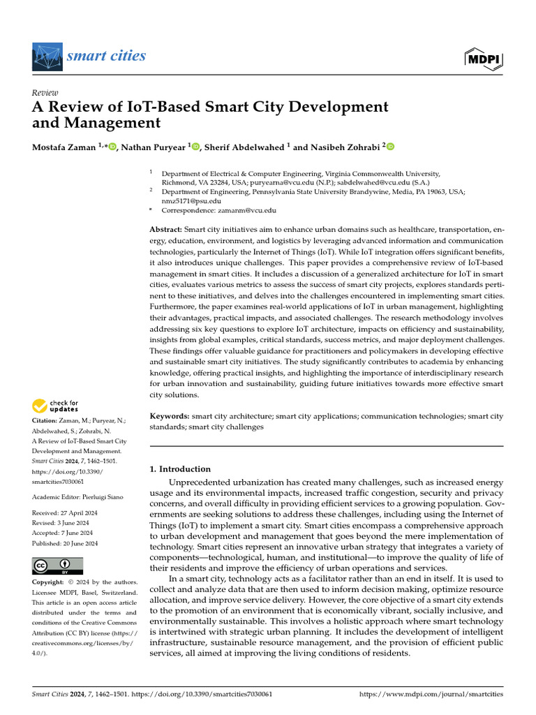IoT in Smart City Development Review | PDF | Internet Of Things ...
