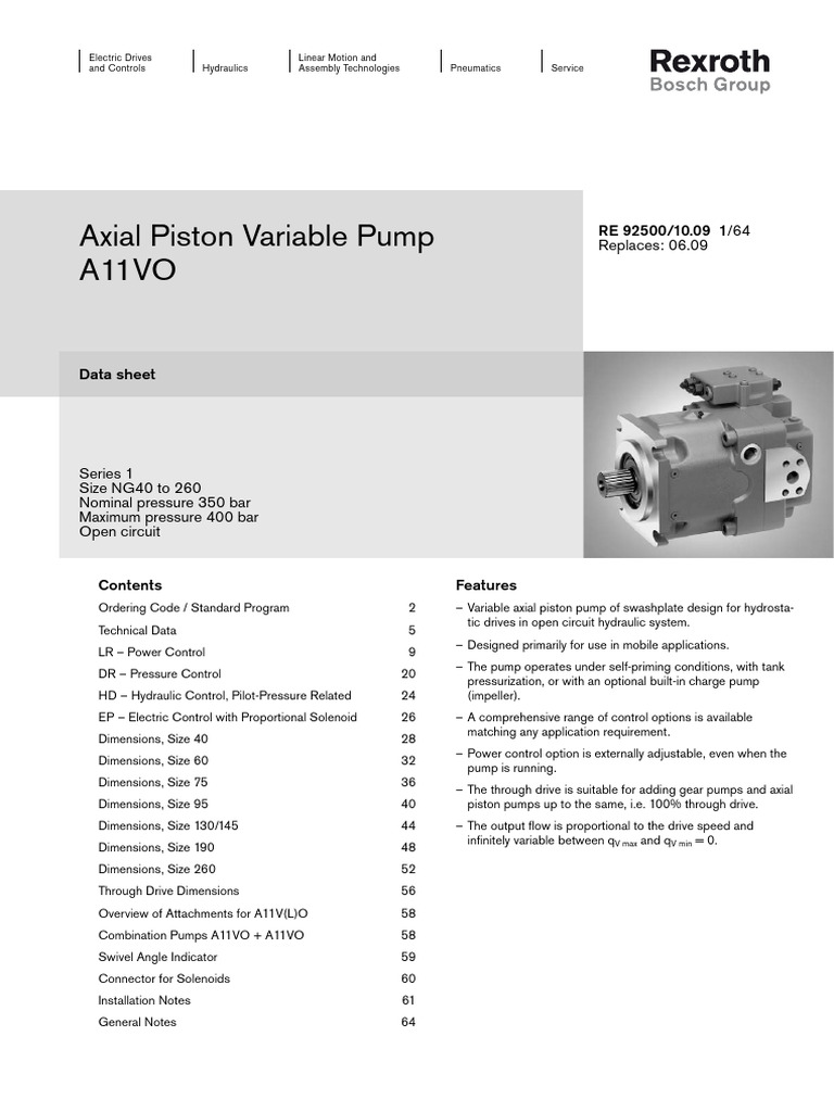 A11VO-Datasheet | PDF | Pump | Continuum Mechanics