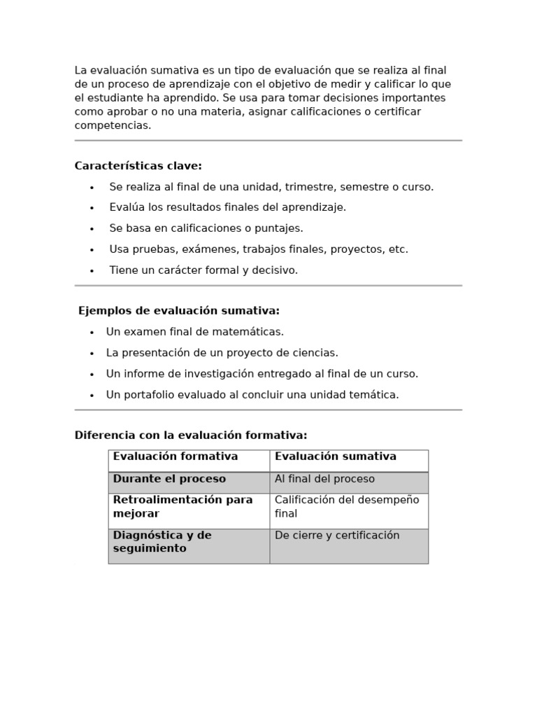 La Evaluación Sumativa | PDF