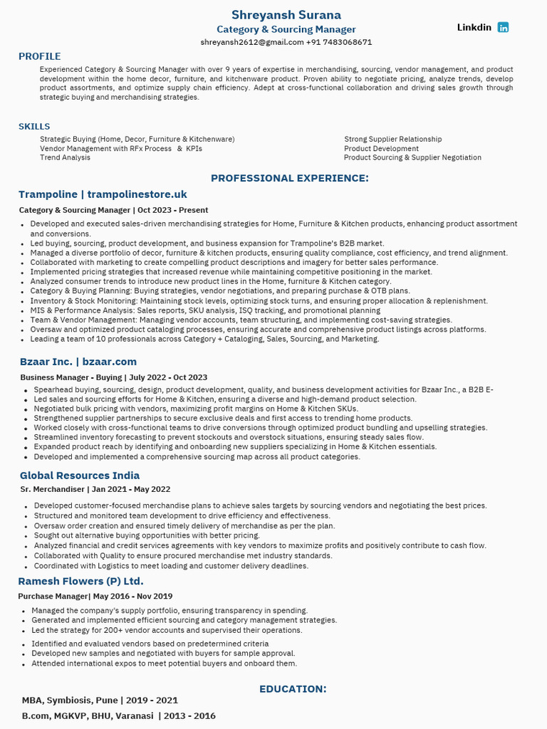 Shreyansh-Resume 1747810248859 Shreyansh Surana | PDF | Procurement ...