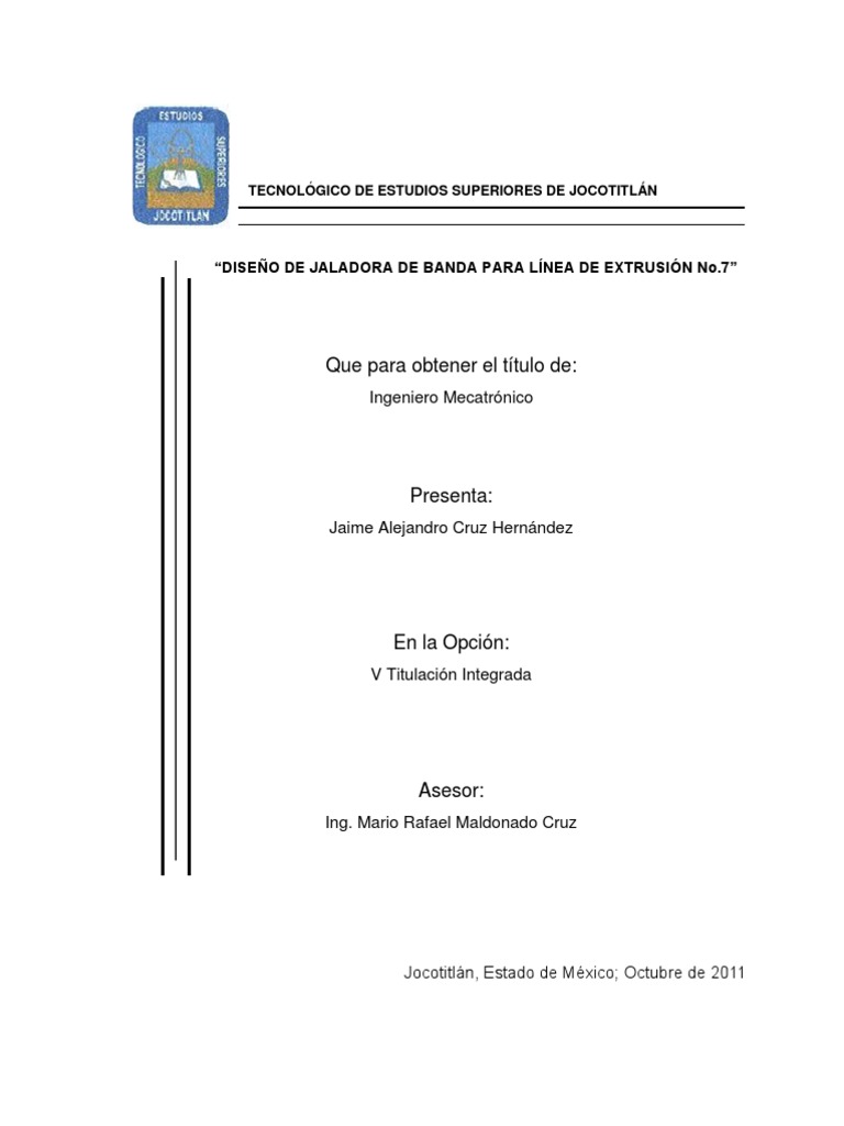 DISEÑO DE JALADORA DE BANDA PARA LÍNEA DE EXTRUSIÓN No. 7 | PDF | El ...