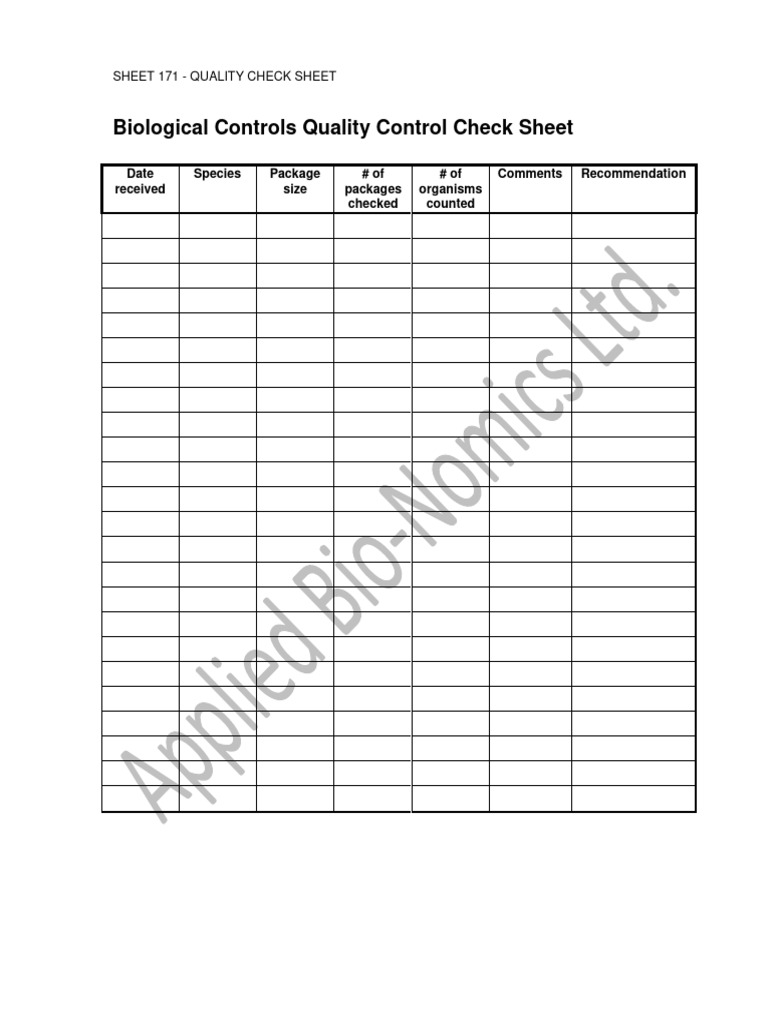 171 QC Checklist | PDF
