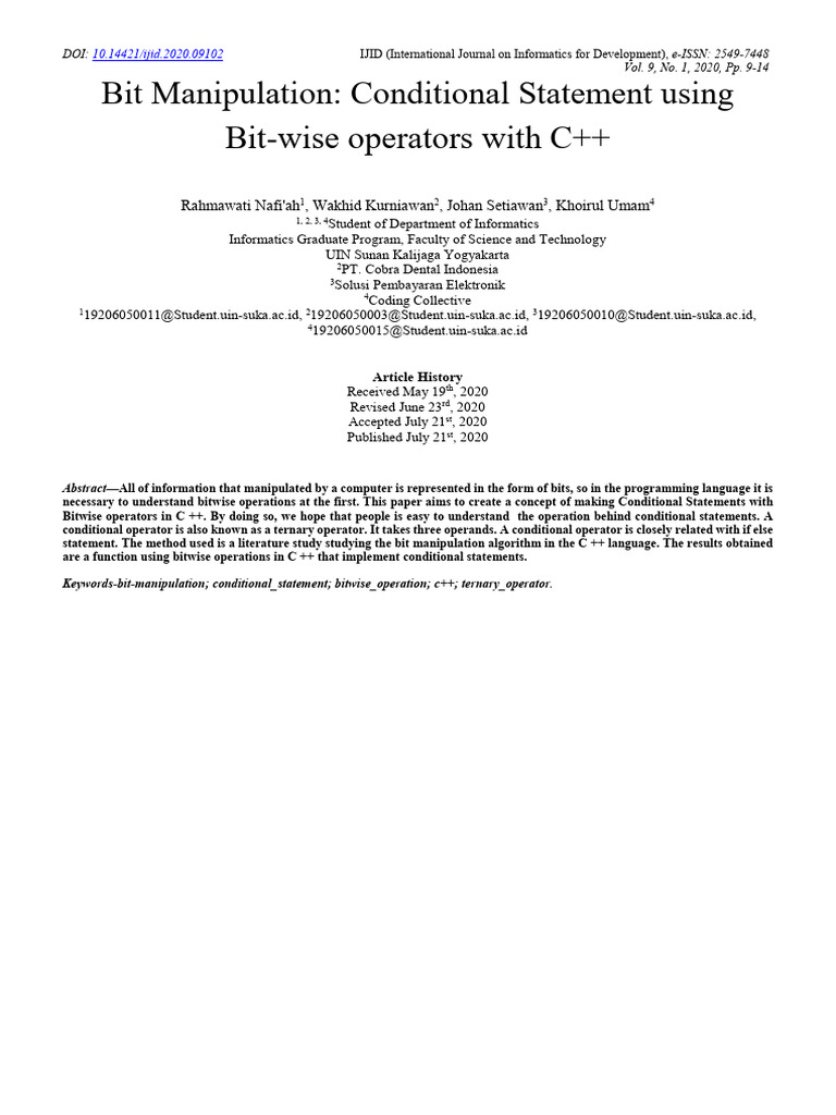 Bit_Manipulation_Conditional_Statement_u | PDF | Bit | Integer (Computer Science)