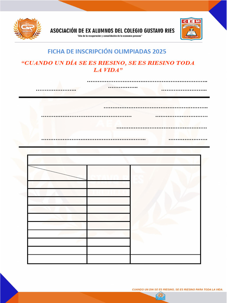 Ficha de Inscripción Olimpiadas 2025 | PDF