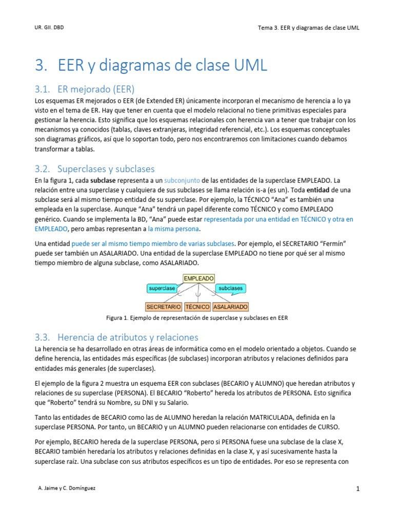 Tema 03. EER y Diagramas de Clase UML | PDF | Herencia (Programación ...