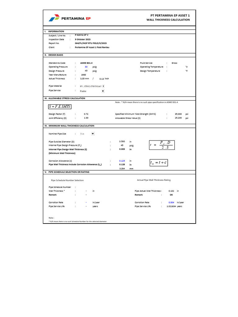 09 Oktober 2023 - Flowline P-420 To SP-V - Pipa (064) Calc | PDF | Pipe ...