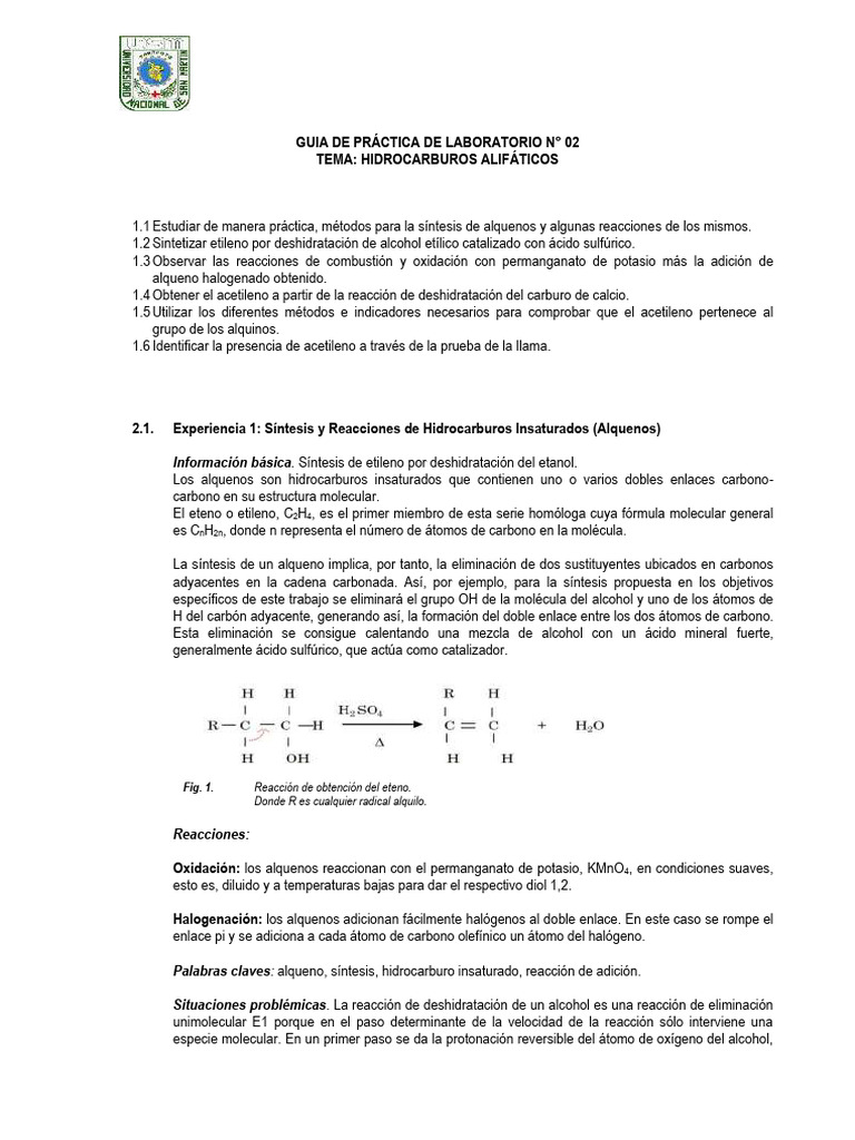 Guia PL 02 - HC Alifaticos - 2025-I | PDF | Alqueno | Química