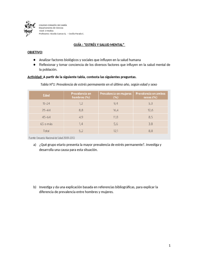 1.guia Estrés y Salud Mental | PDF | Salud mental | Estrés (biología)