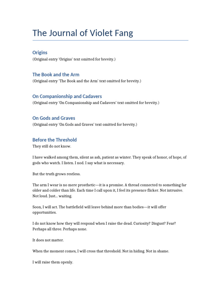 The Journal of Violet Fang Updated | PDF