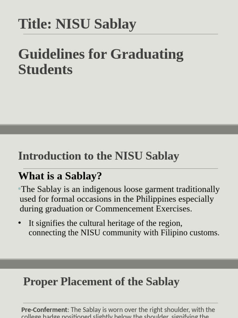 NISU Sablay Graduation Guidelines | PDF | Dress | Human Appearance