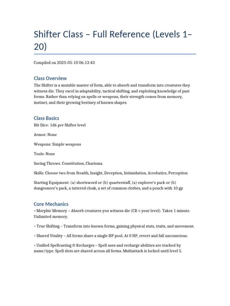 Shifter Class Complete Reference | PDF | Role Playing Games