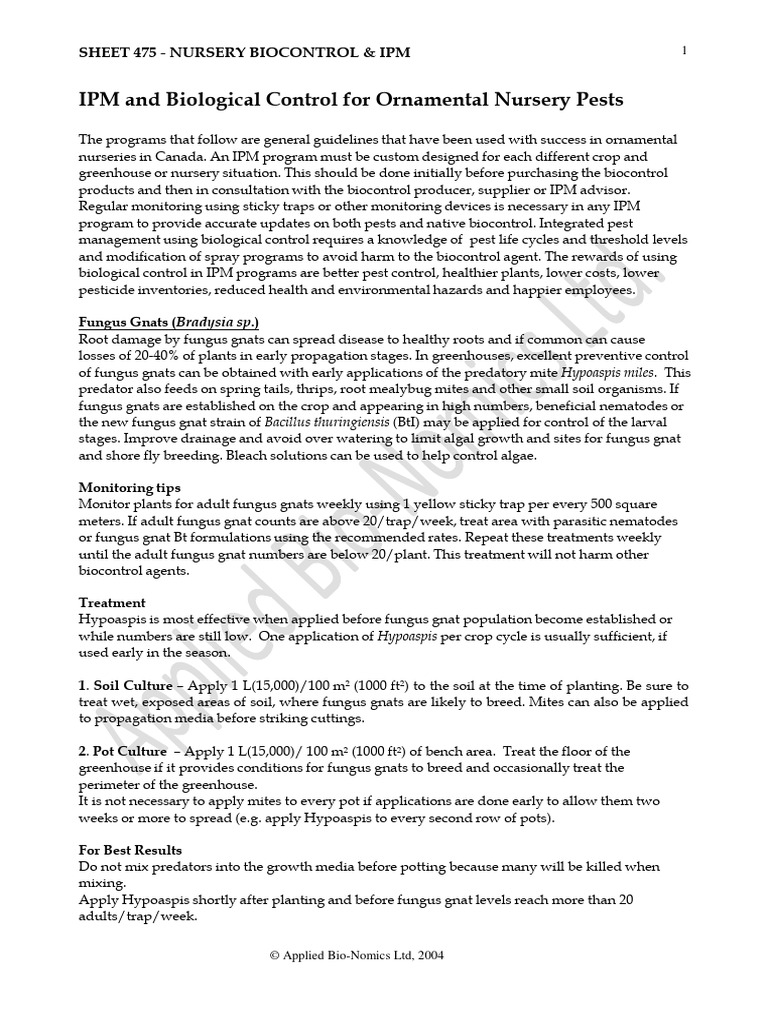 IPM Strategies for Nursery Pest Control | PDF | Biological Pest Control ...