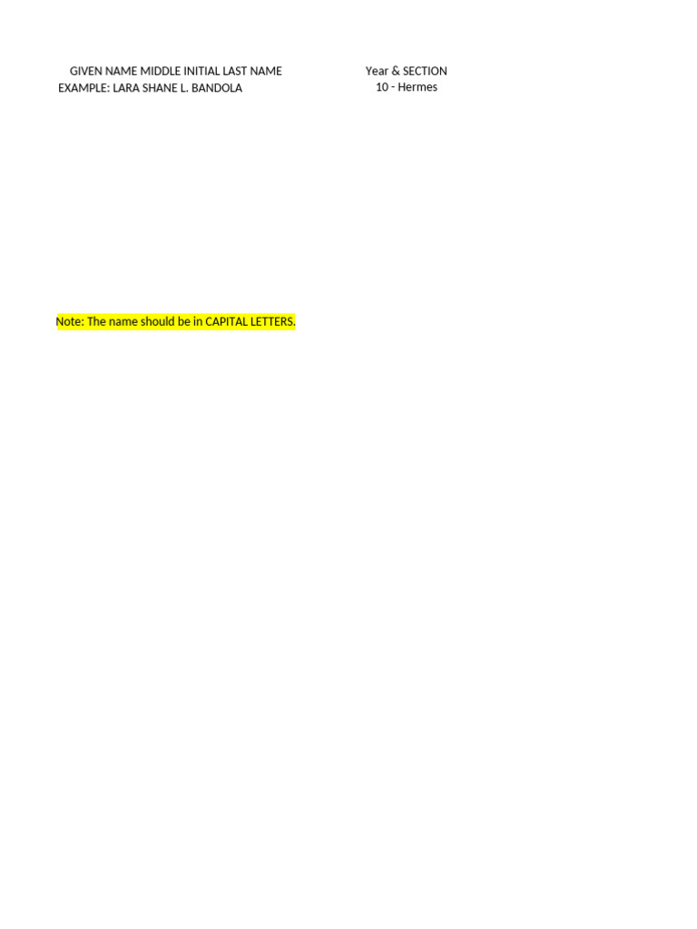 Student Name Format Guide | PDF