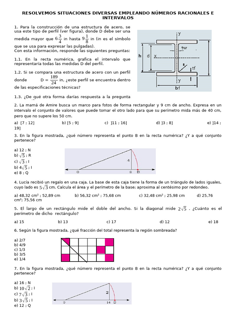 Tarea 4º Grado-Semana 10 - Numeros Racionales e Intervalos | PDF | Matemáticas