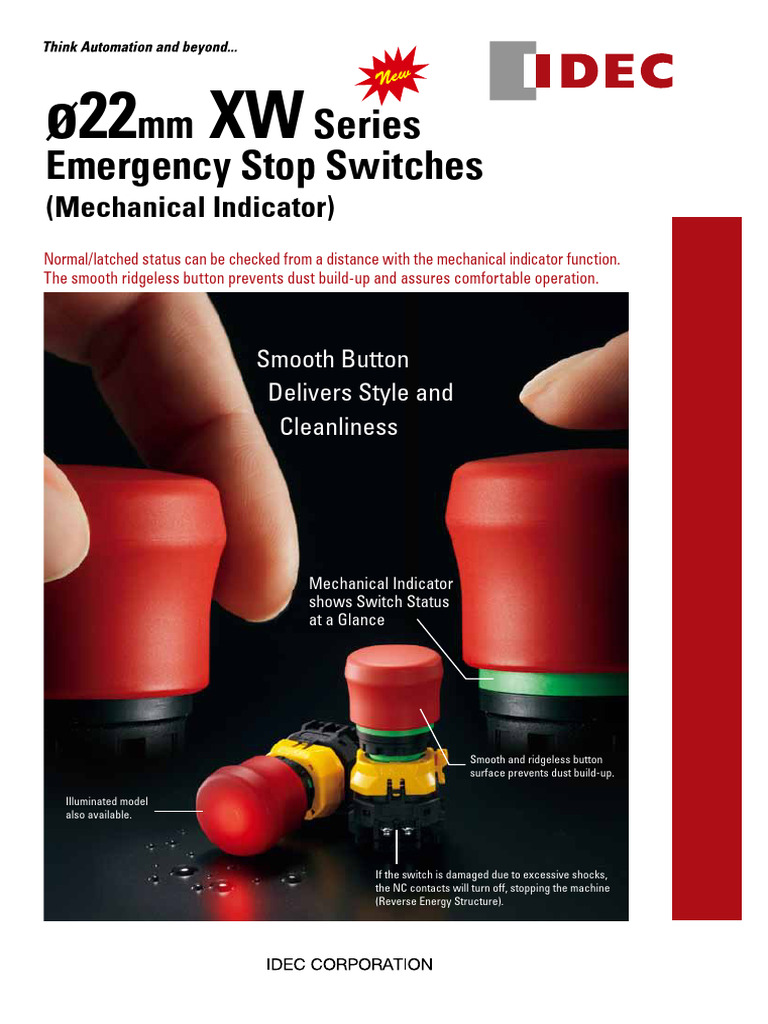 V53-19X1315 - Emergency Stop Switch, DPST-NO, DPST-NC, Pushlock Turn ...