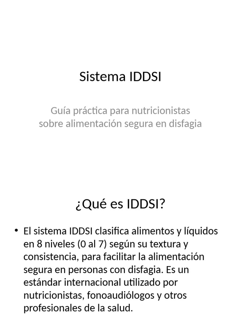 Presentación IDDSI Nutricionistas | PDF