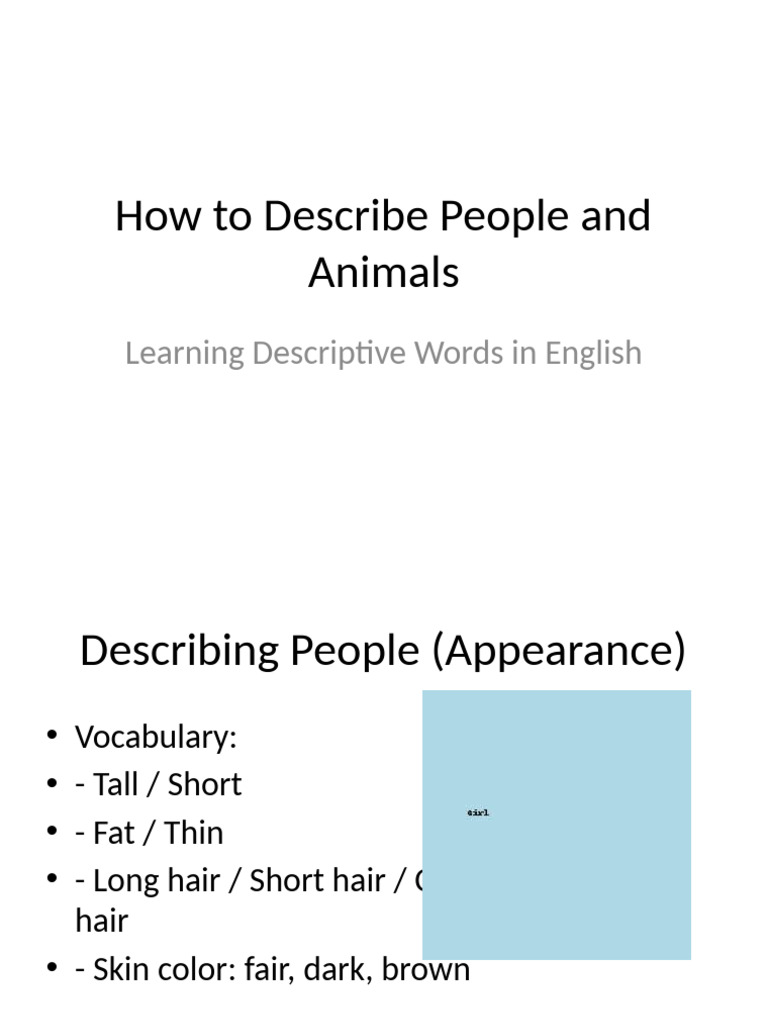 Describing Small Animals in English | PDF