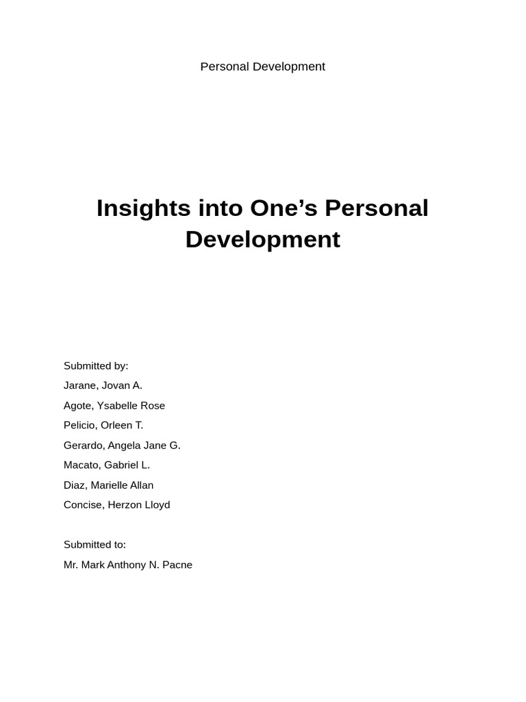 Insight Into One's Personal Development | PDF | Goal | Choice