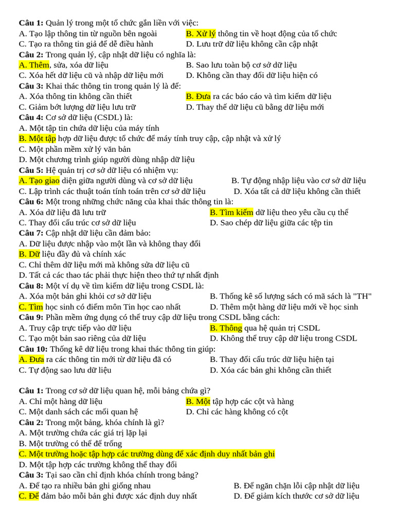 ĐỀ CƯƠNG ÔN TẬP GK2_TIN 11_HS | PDF