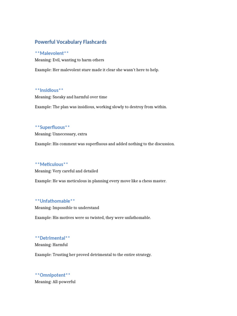 Powerful Vocabulary Flashcards | PDF