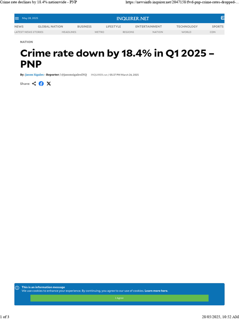 Crime Rate Declines by 18.4 - Nationwide - PNP | PDF