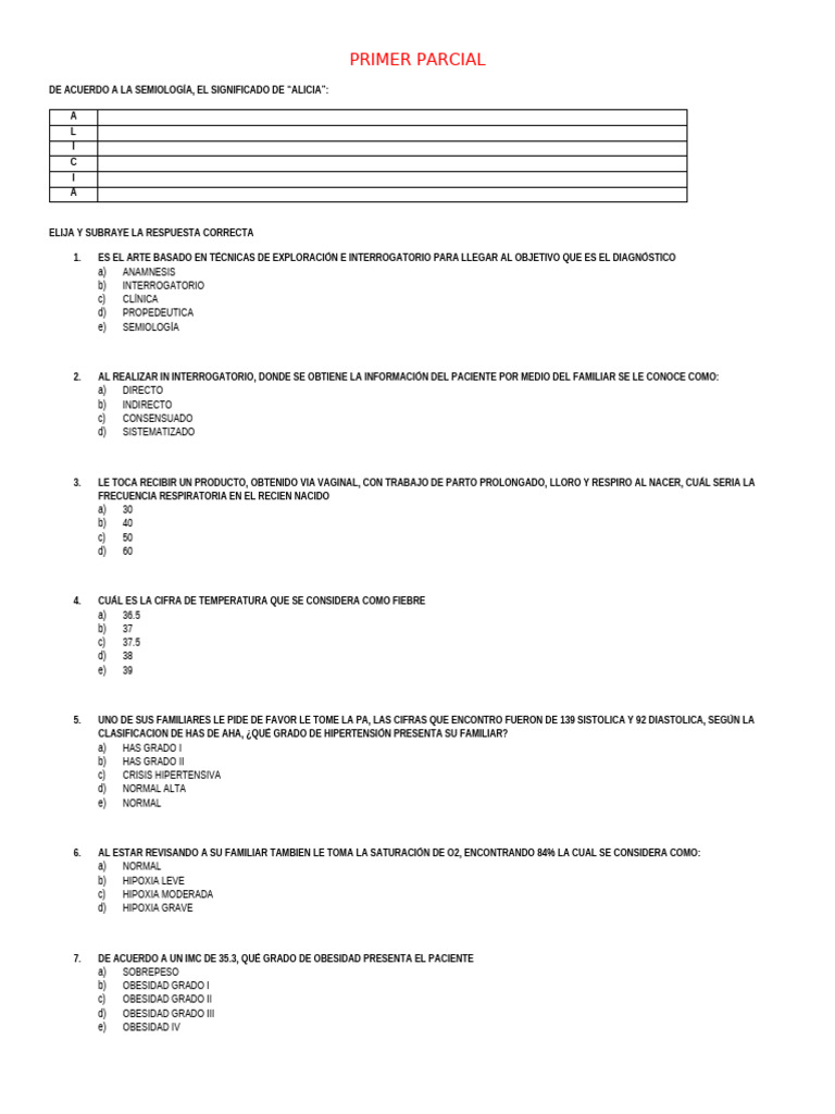 Banco de Pregunta Intro. Clínica I | PDF | Hipertensión | Historial médico