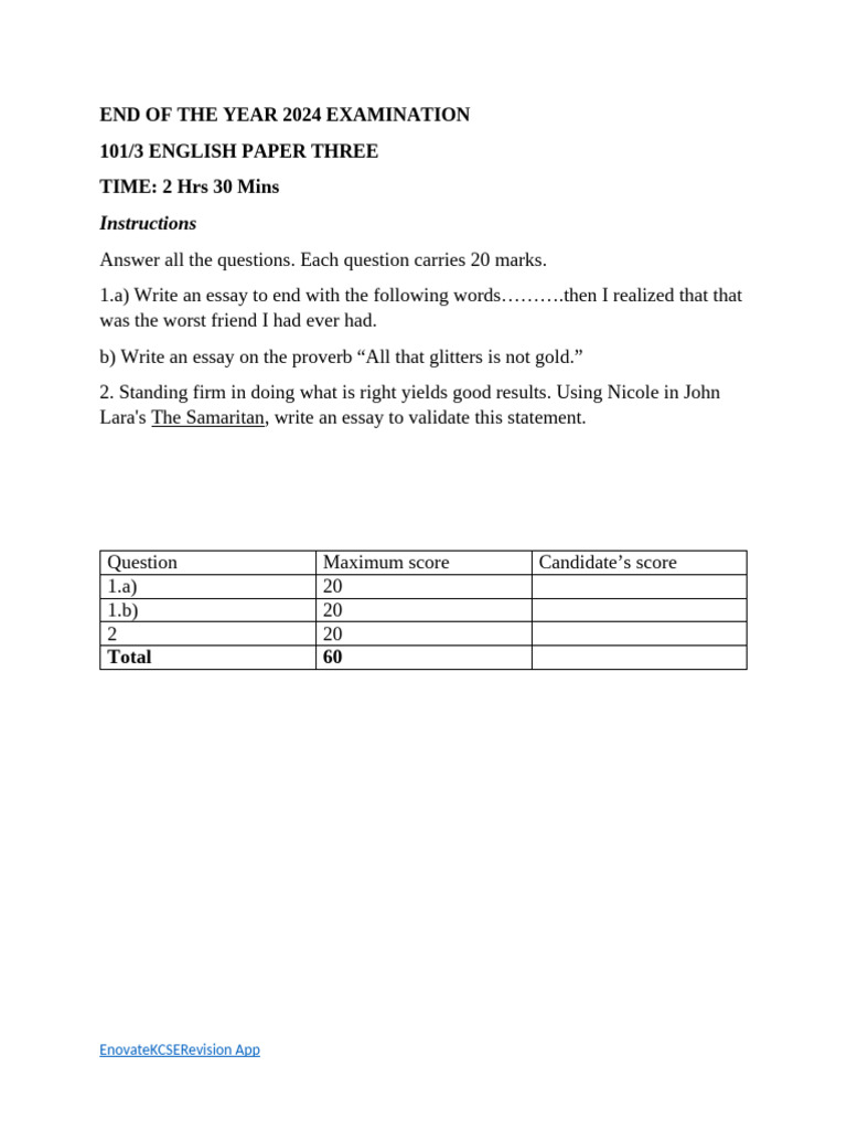 Form 3 ENG PP3 QN | PDF