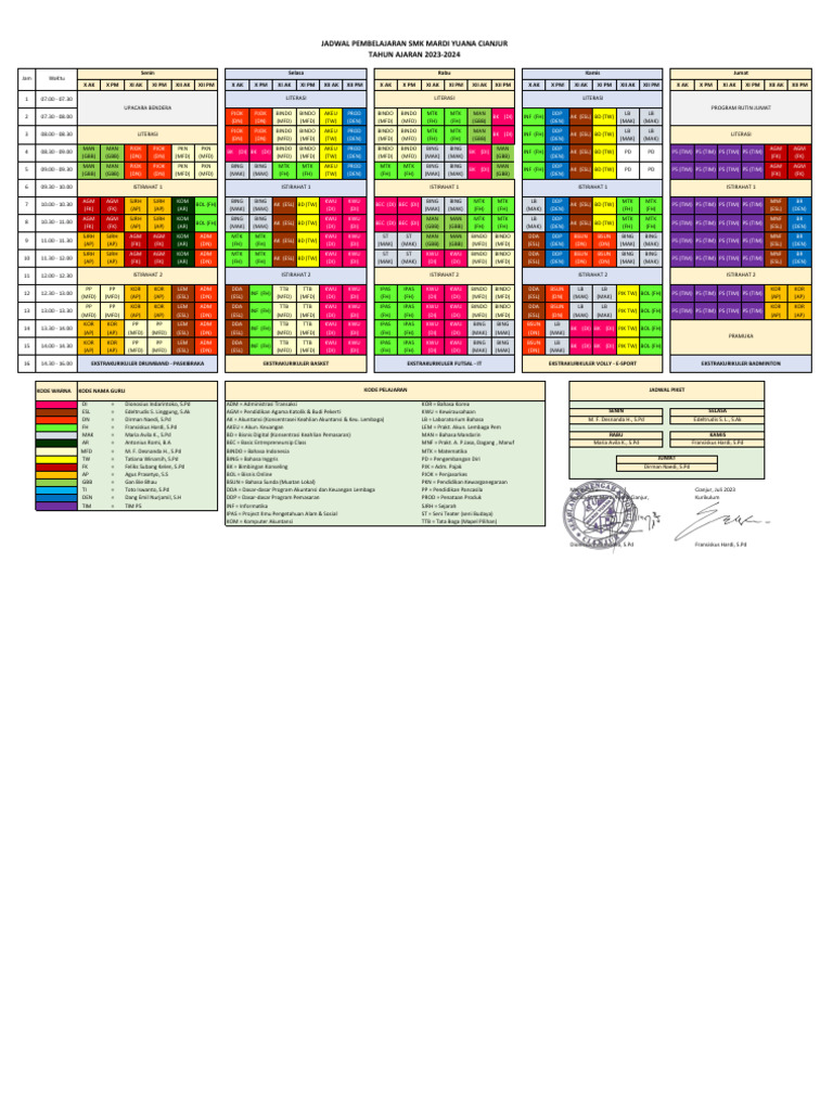 Jadwal Pembelajaran TA 2023 - 2024 | PDF