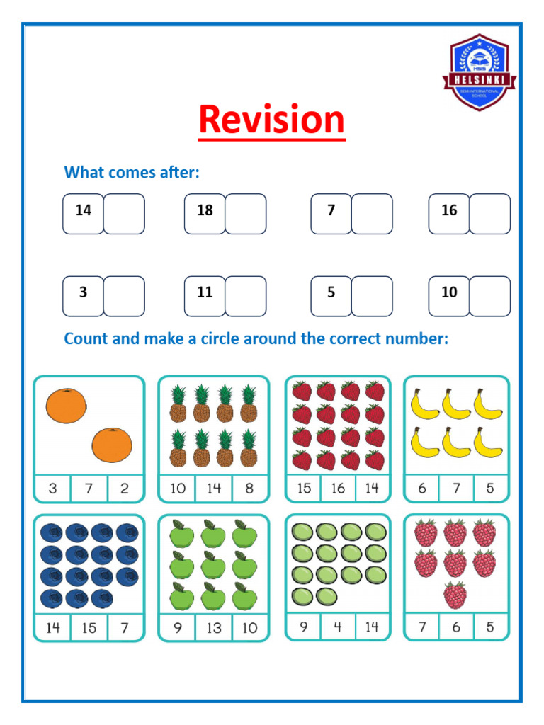 Math Kg1 (Revision Sheet) | PDF