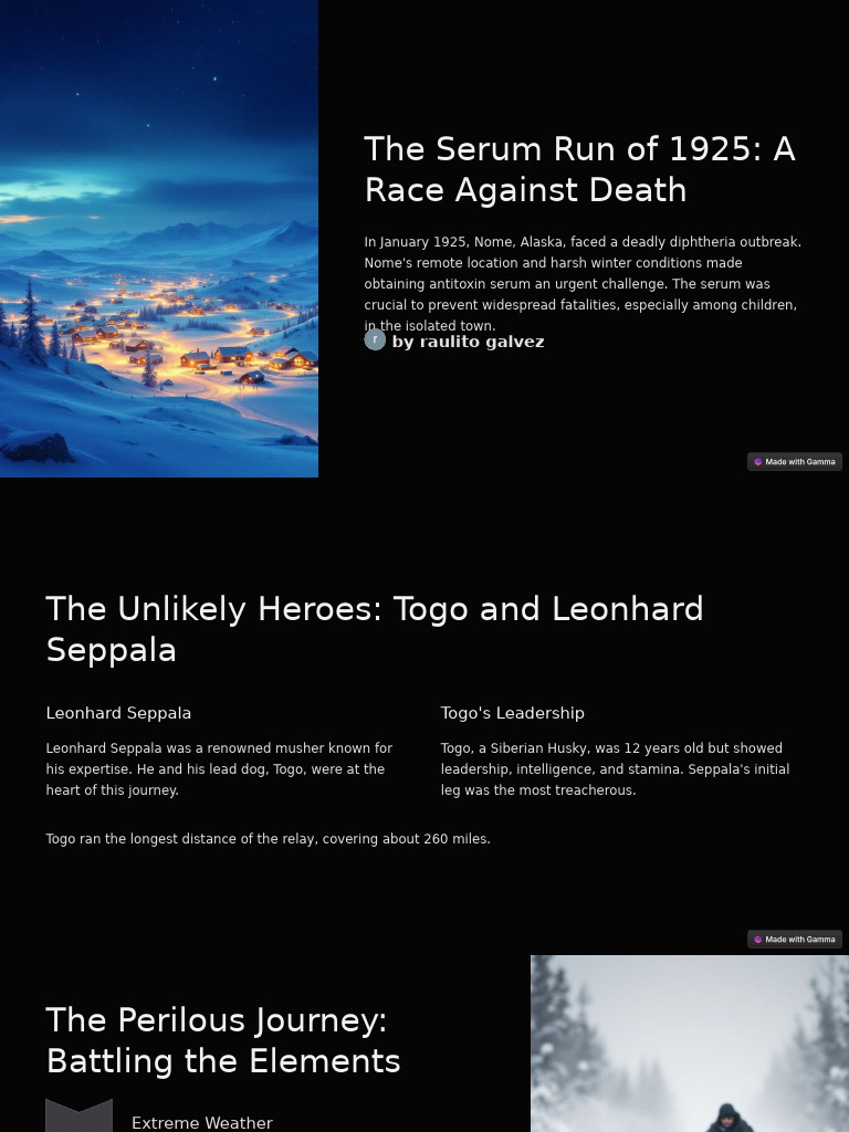1925 Serum Run: Togo and Balto's Legacy | PDF | Dog Sledding | Sledding