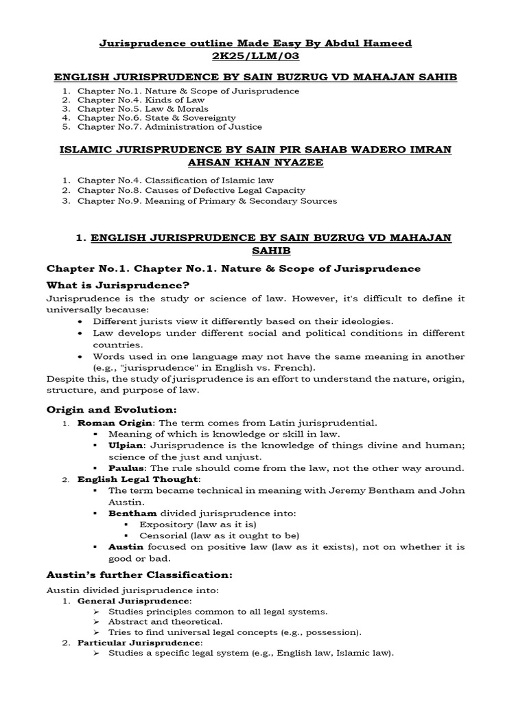 Jurisprudence Outline Made Easy | PDF | Punishments | Crimes