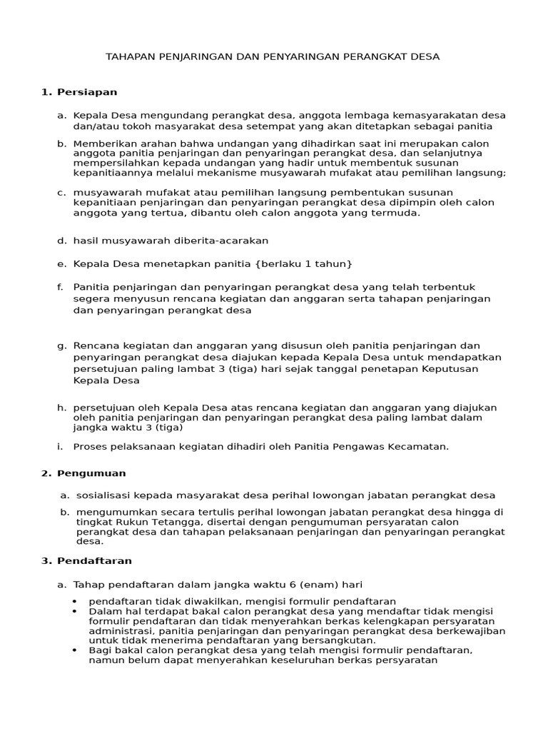 Tahapan Penjaringan | PDF