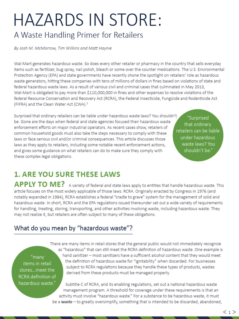 Retailers' Hazardous Waste Compliance Guide | PDF | Resource ...