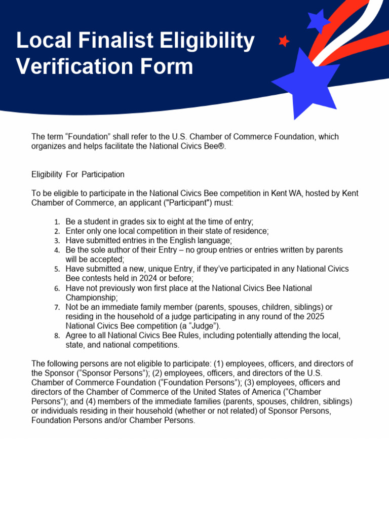 Fillable Final 2025 Local Finalist Confirmation Packet | PDF | Justice ...