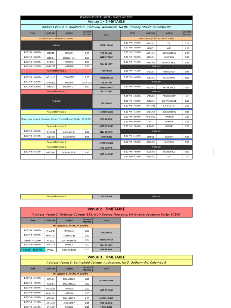IGCSE Timetable - May June 2023 - Candidate | PDF | Science