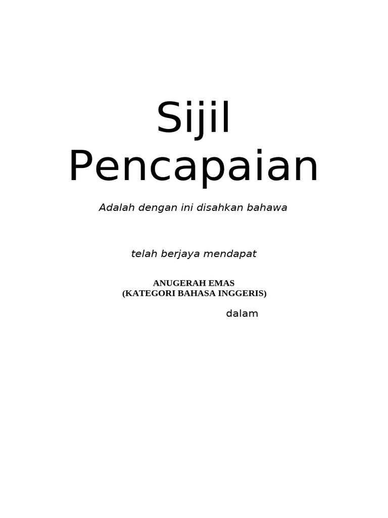 Sijil Pencapaian-Emas Pmm50 Zon (Bi) | PDF