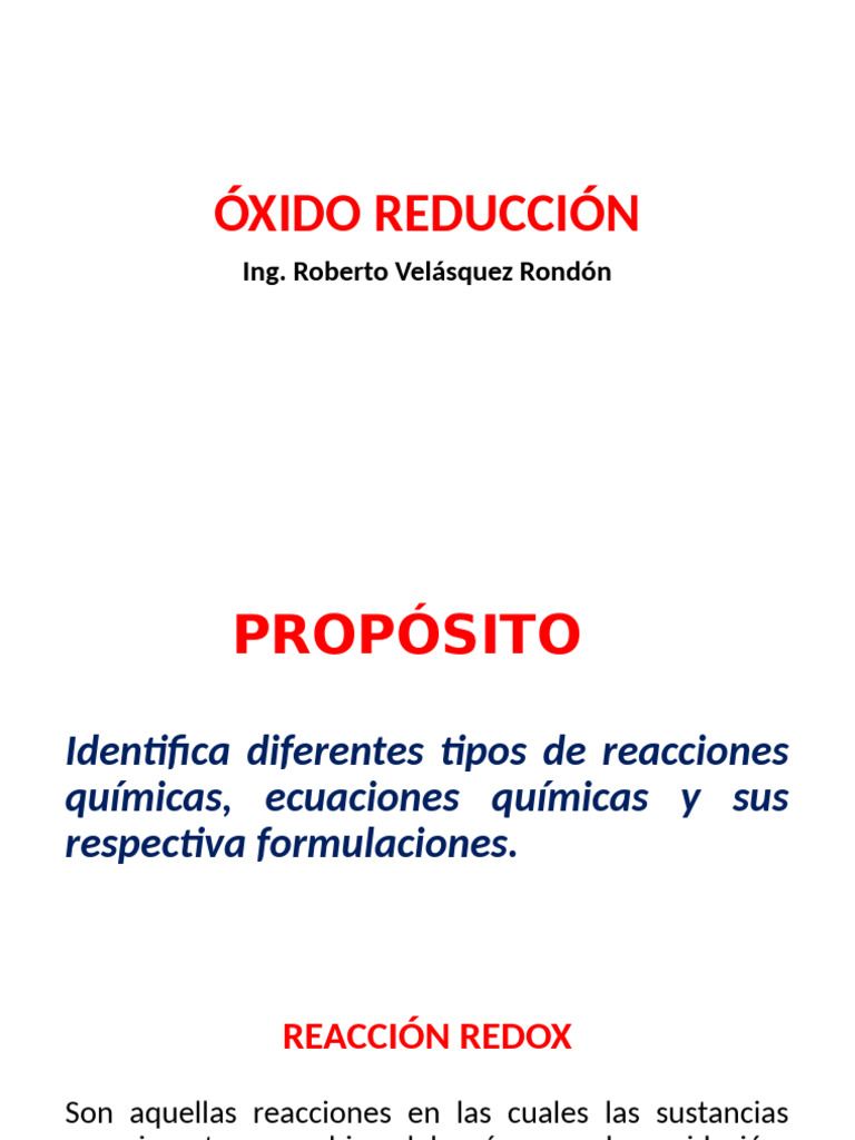 Presentación Redox | PDF | Redox | Reacciones químicas