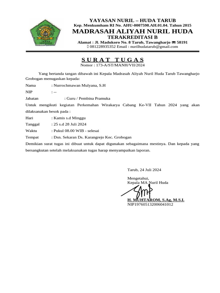 ST Kegiatan PW 2024 (Yana) | PDF